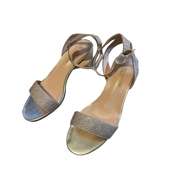 Dream Pairs | Shoes | Ladies Ankle Strap Low Block Chunky Heels Gold ...